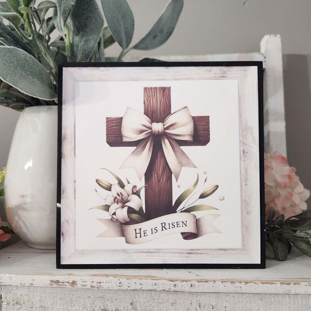 He is Risen Cross Watercolor / Christ is Risen Sign / Easter Cross With ...