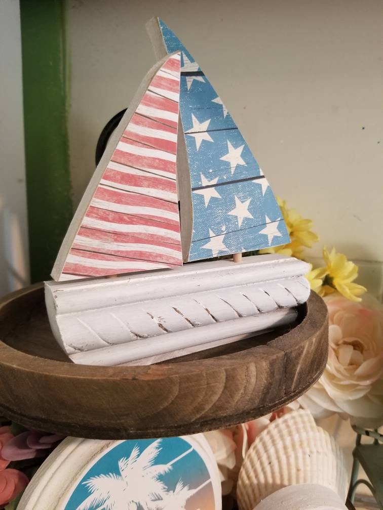 Sailboat Decor Sailboat Tiered Tray Summer Decor Nautical - Etsy