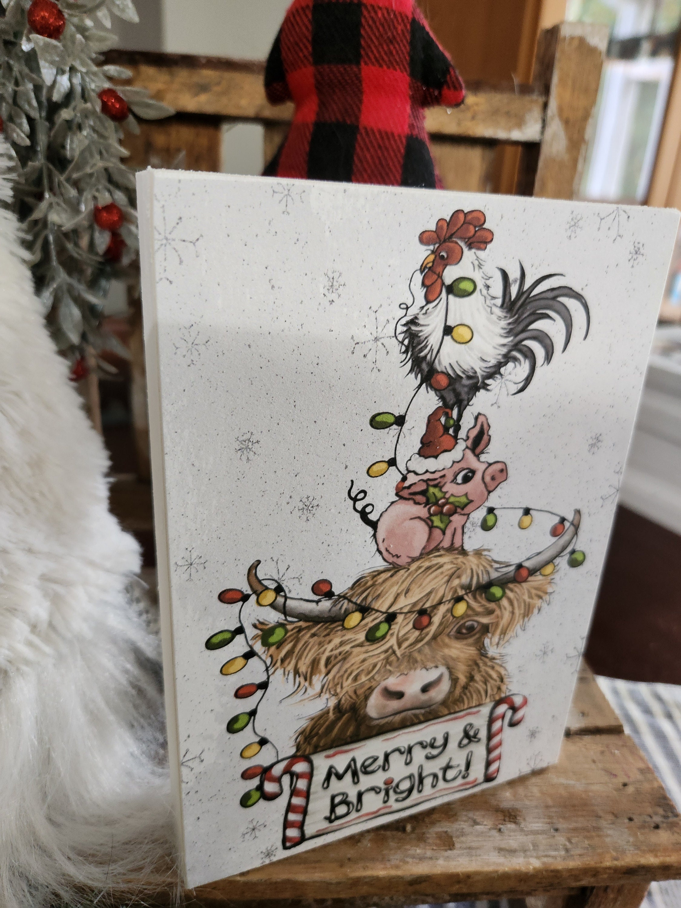 Highland Cow Christmas Wood Sign, Winter Farmhouse Decor - Etsy
