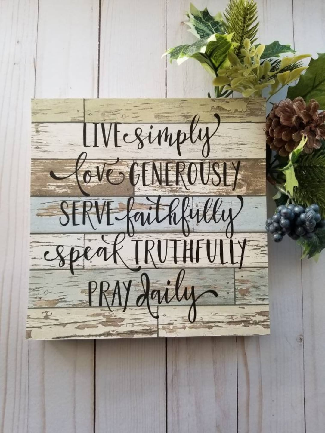 Live Simply Love Deeply Wood Sign: Inspirational Christian Home Decor ...