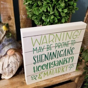 Funny St Patrick's Day Wood Sign, Shenanigans Decor - Etsy