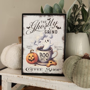 Farmhouse Halloween Ghost Sign: Coffee Bar Tiered Tray Decor - Etsy
