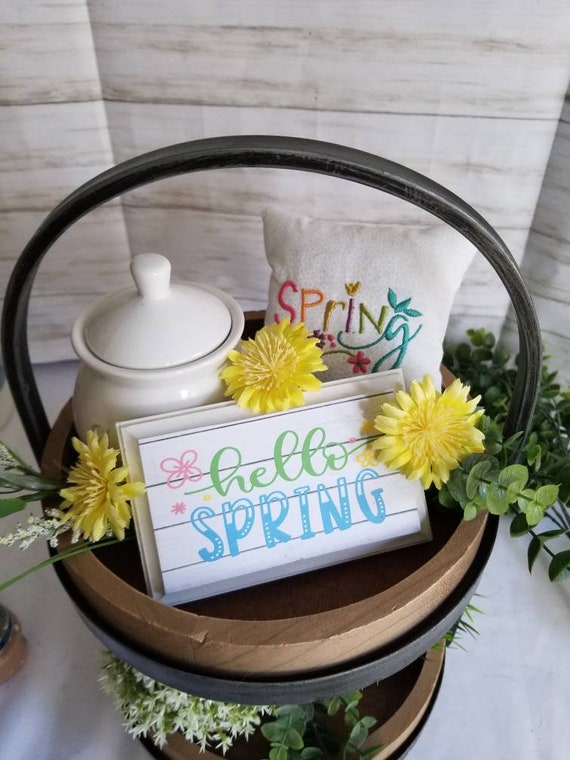 Spring Farmhouse Tiered Tray Decor Spring Tiered Tray Decor | Etsy