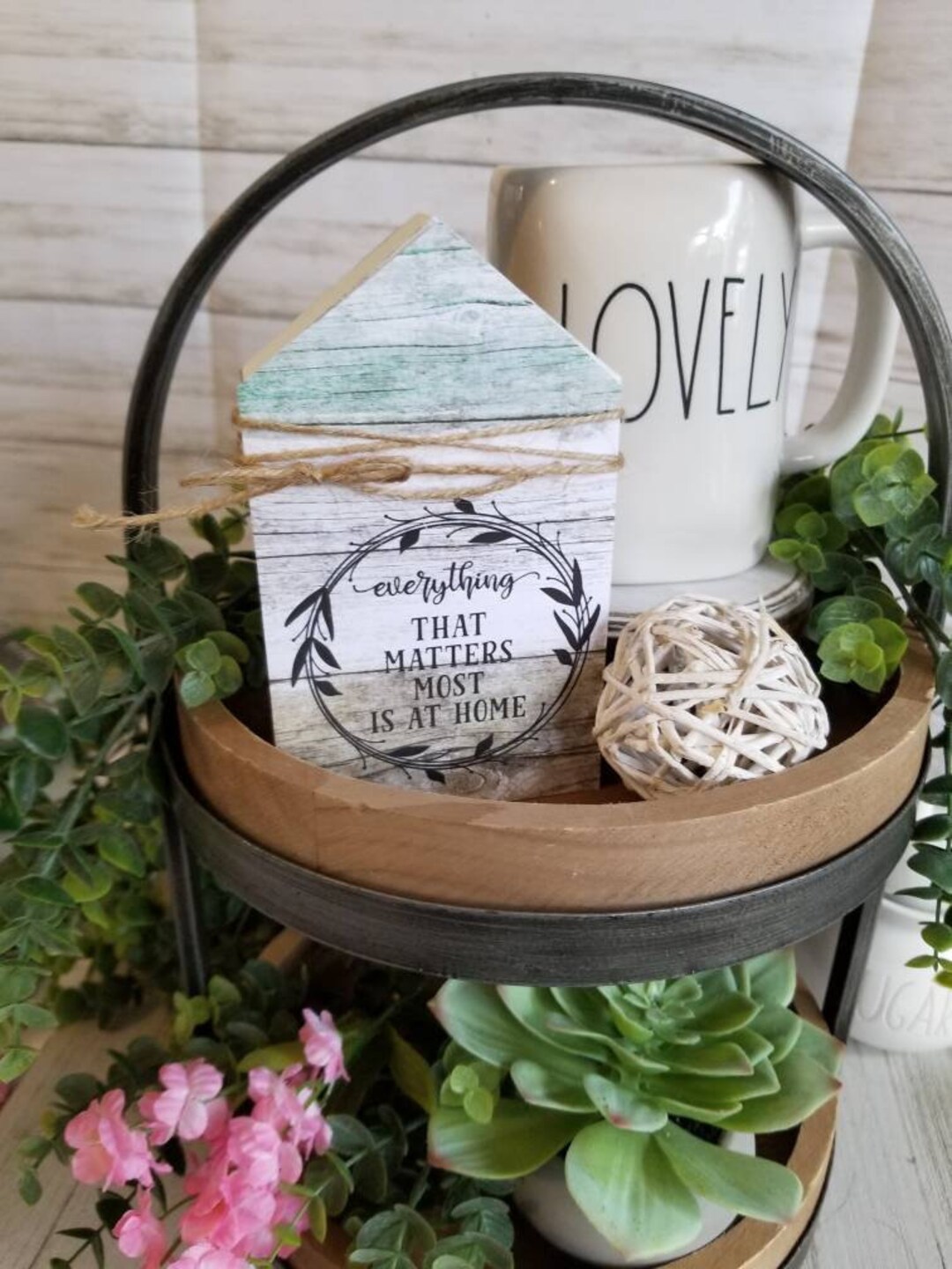 Farmhouse Family Sign, Farmhouse Tiered Tray Decor, Mini Wood House ...