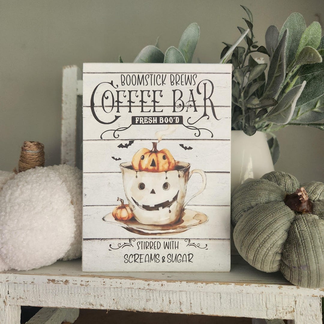 Witches Brew Coffee Co. Sign: Farmhouse Halloween Coffee Bar Decor - Etsy