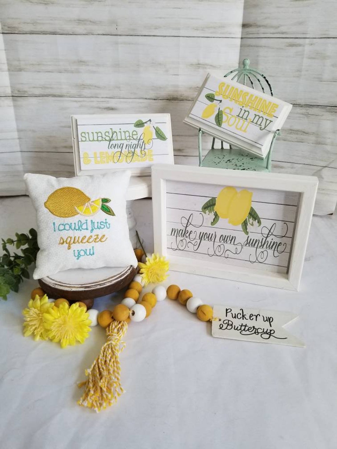 Spring Farmhouse Tiered Tray Decor, Lemon Kitchen Sign Decor, Lemon ...