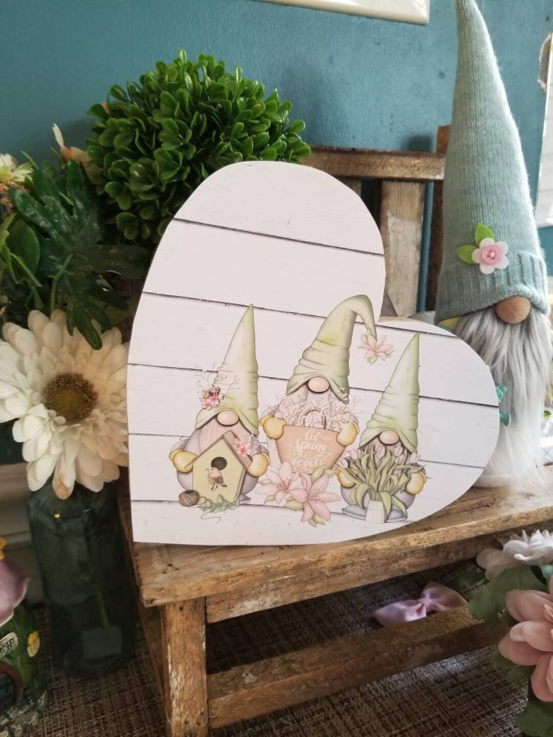 Spring Gnome Decor, Gnome Sign, Spring Farmhouse Tiered Tray Decor ...
