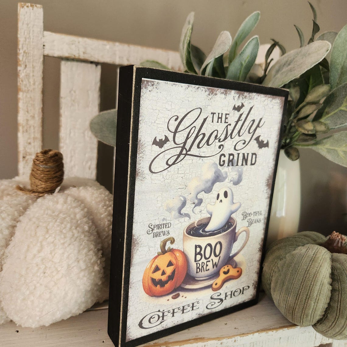 Farmhouse Halloween Ghost Sign: Coffee Bar Tiered Tray Decor - Etsy