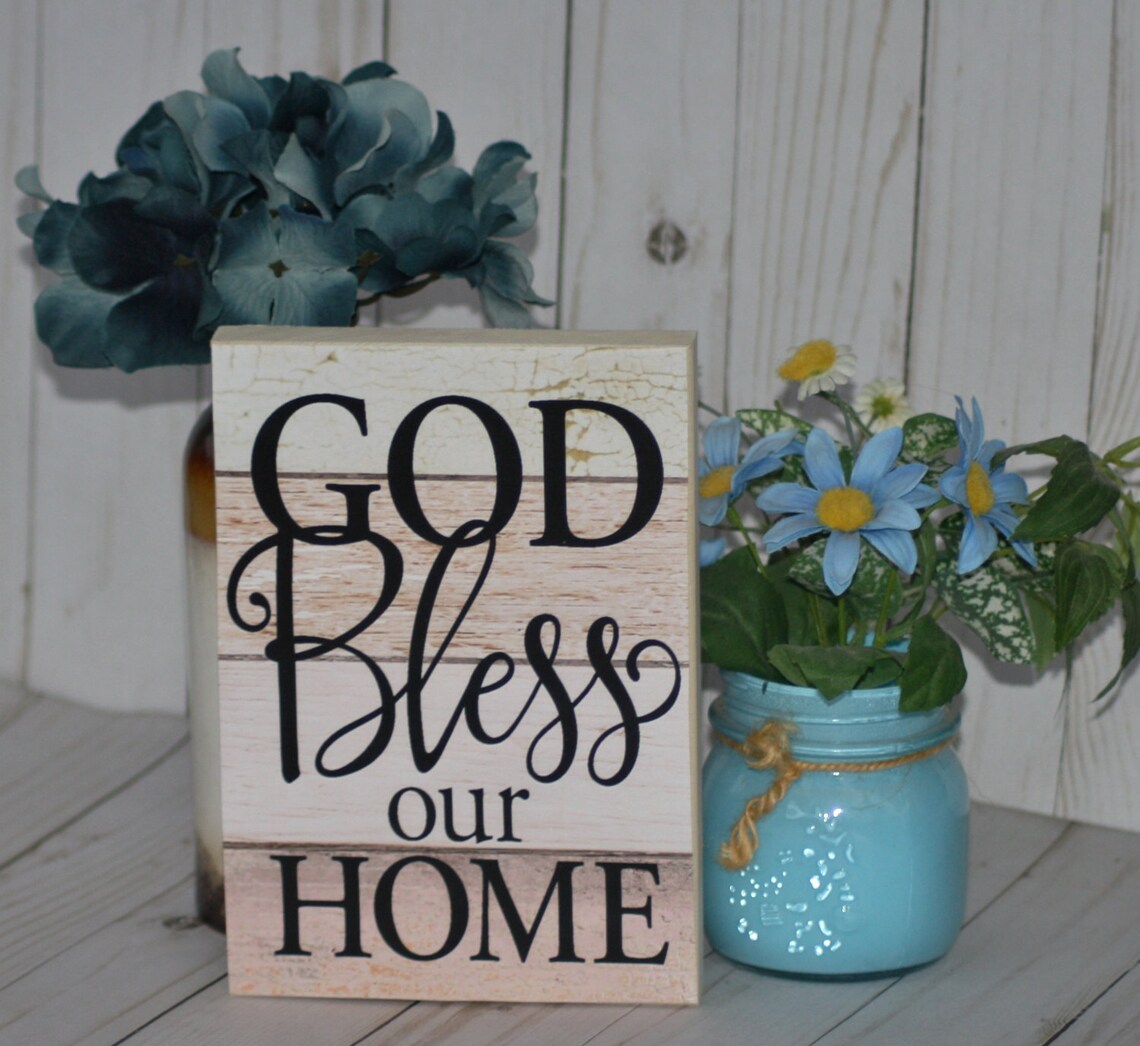 Wooden Sign God Bless Our Home Religious Sign Wood Home - Etsy