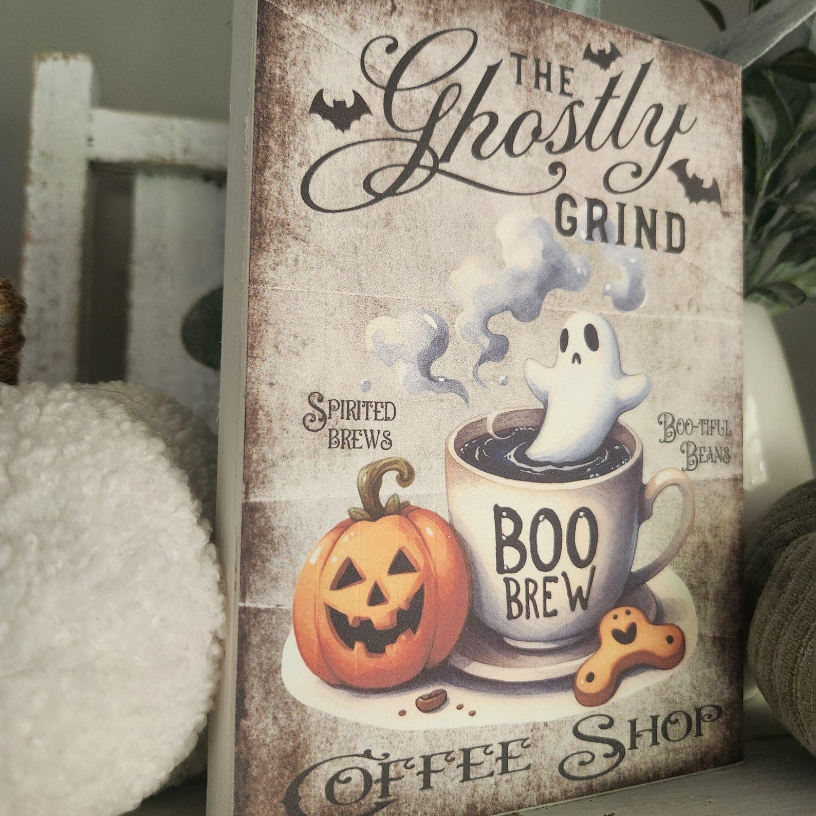 Farmhouse Halloween Ghost Sign: Coffee Bar Tiered Tray Decor - Etsy