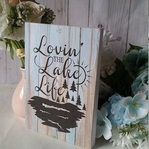 Lovin the Lake Life Wooden Sign, Wooden Lake House Sign, Wooden Lake ...