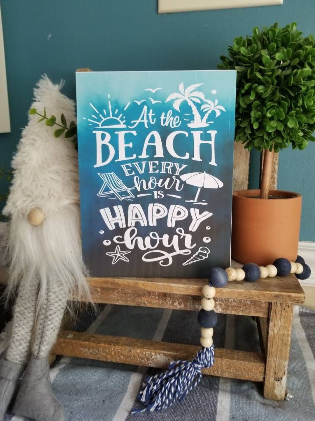 Beach Happy Hour Sign, Summer Tiered Tray Decor - Etsy
