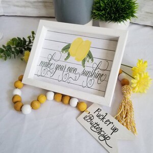 Spring Farmhouse Tiered Tray Decor, Lemon Kitchen Sign Decor, Lemon ...