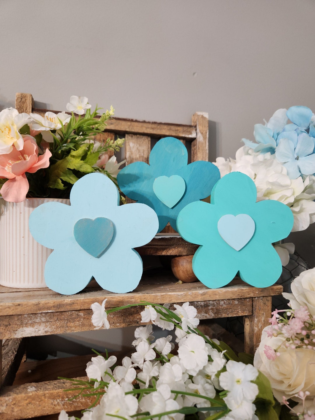 Wood Daisy, Wood Flower Cutout, Spring Wood Flowers, Spring Farmhouse ...