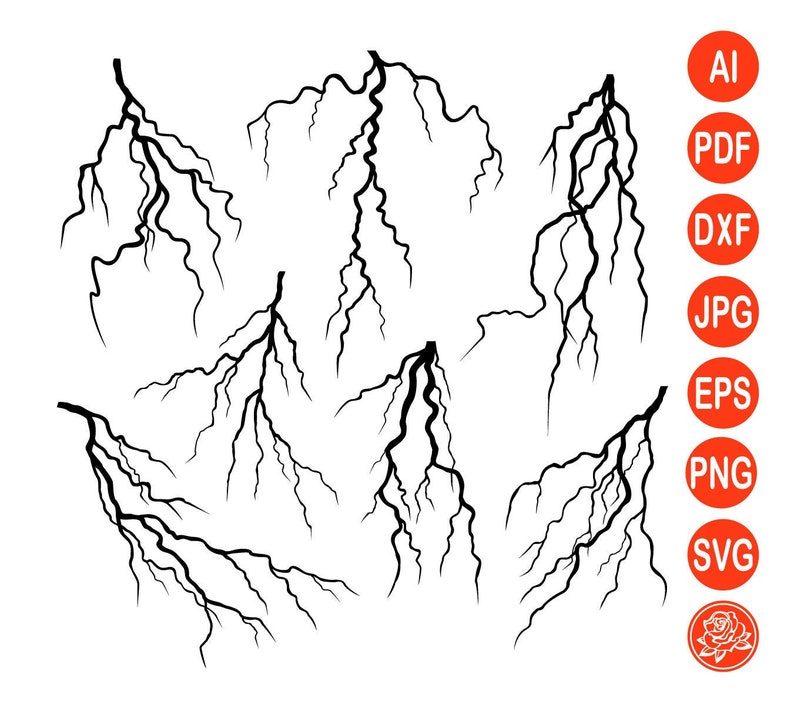 Cracks Digital Clipart SVG Lightning Cut Files For Silhouette | Etsy