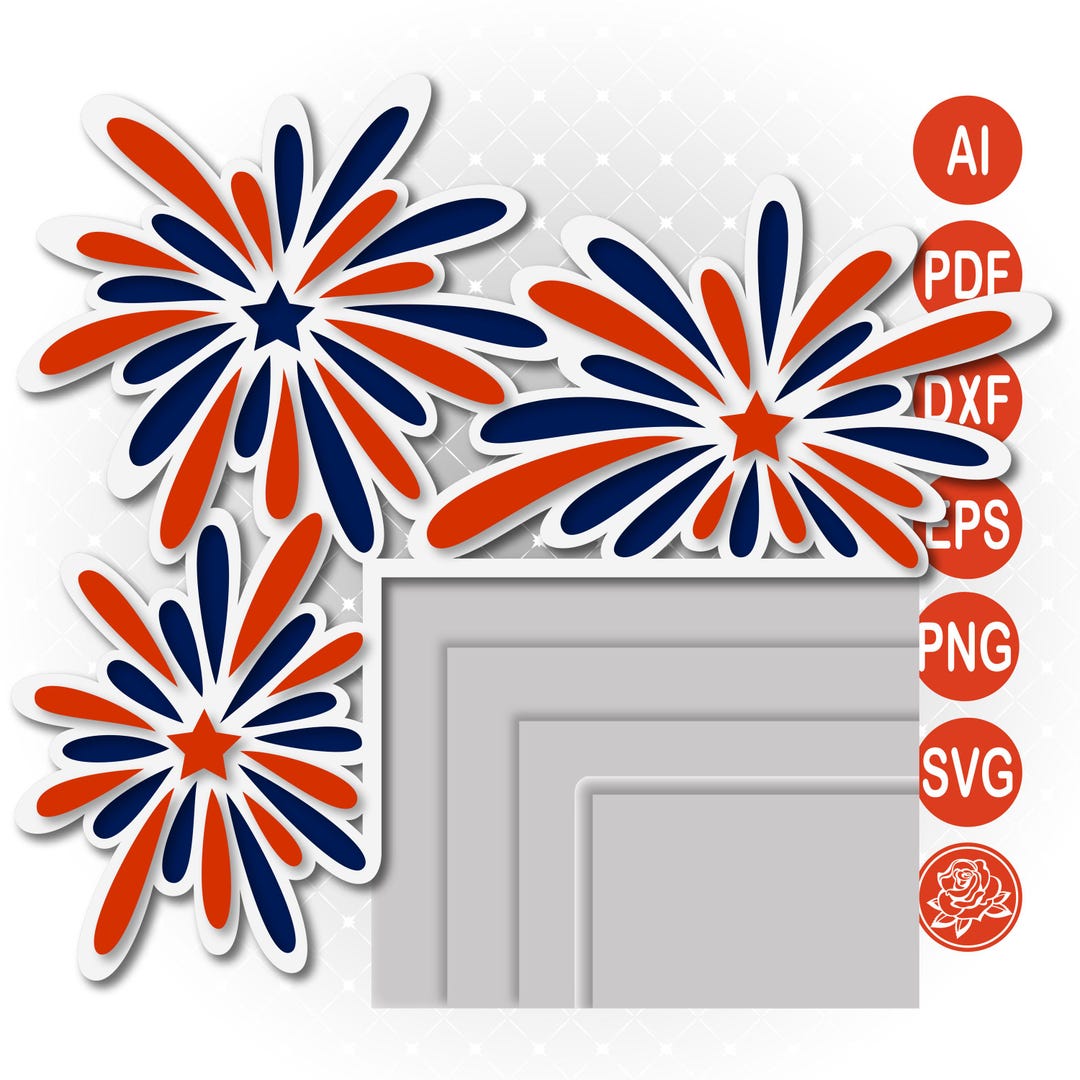 Patriotic Corner Fireworks SVG | 4th of July Cutting File | Cricut ...