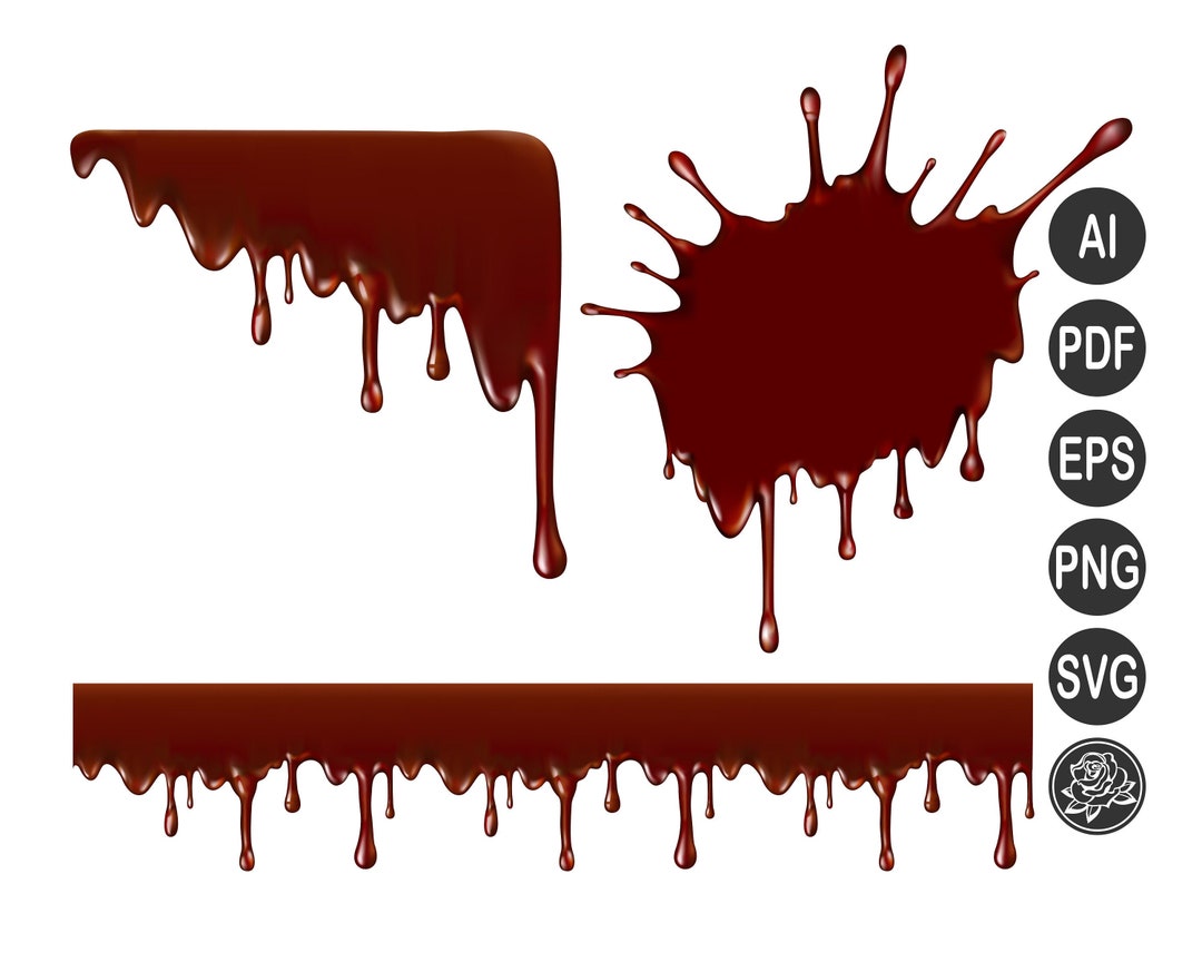 Melting Chocolate Clipart, Smudge Border, Blots SVG PNG (digital ...