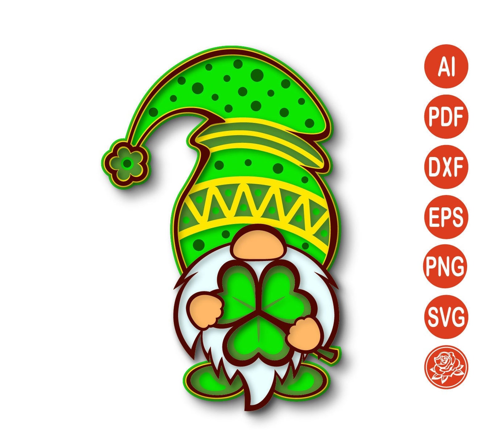 3D Layered Gnome Patrick Day Mandala SVG St Patricks Day DXF - Etsy