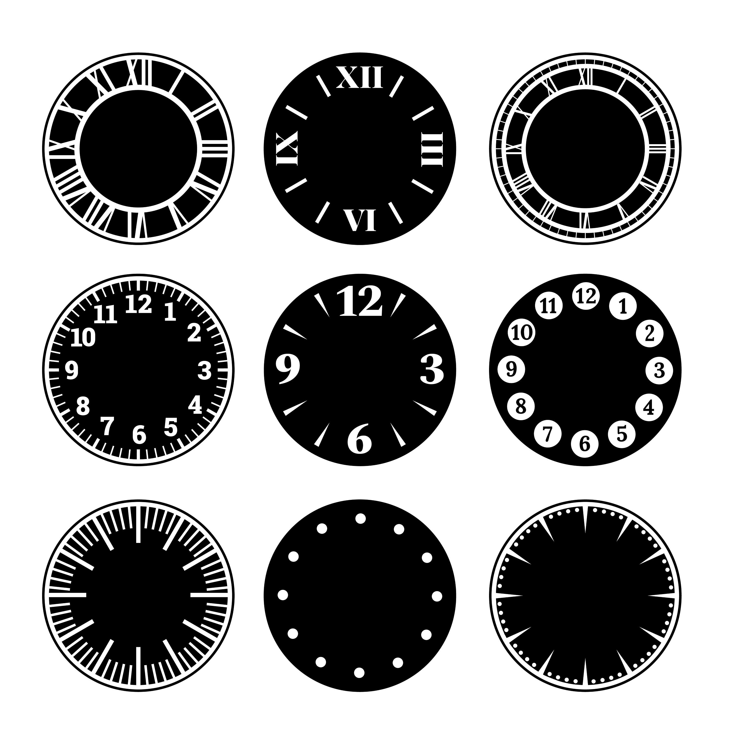 Clock Face Clipart: 36 Digital Clock Templates (SVG, PNG, DXF) - Etsy