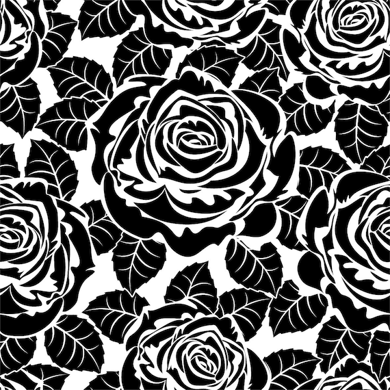Black And White Rose Pattern