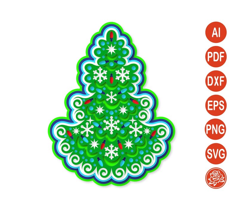 3D Christmas Tree Mandala SVG for Cricut - Etsy