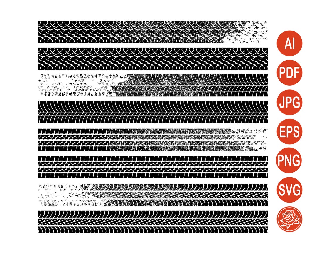 Car Tire File for Print, Tire Tracks Wall SVG, Track From Car Snowy ...