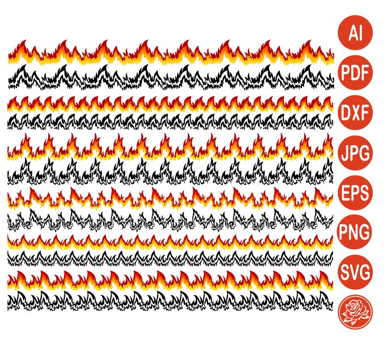 Flames SVG File Flames SVG Flames PNG Border svg flame | Etsy