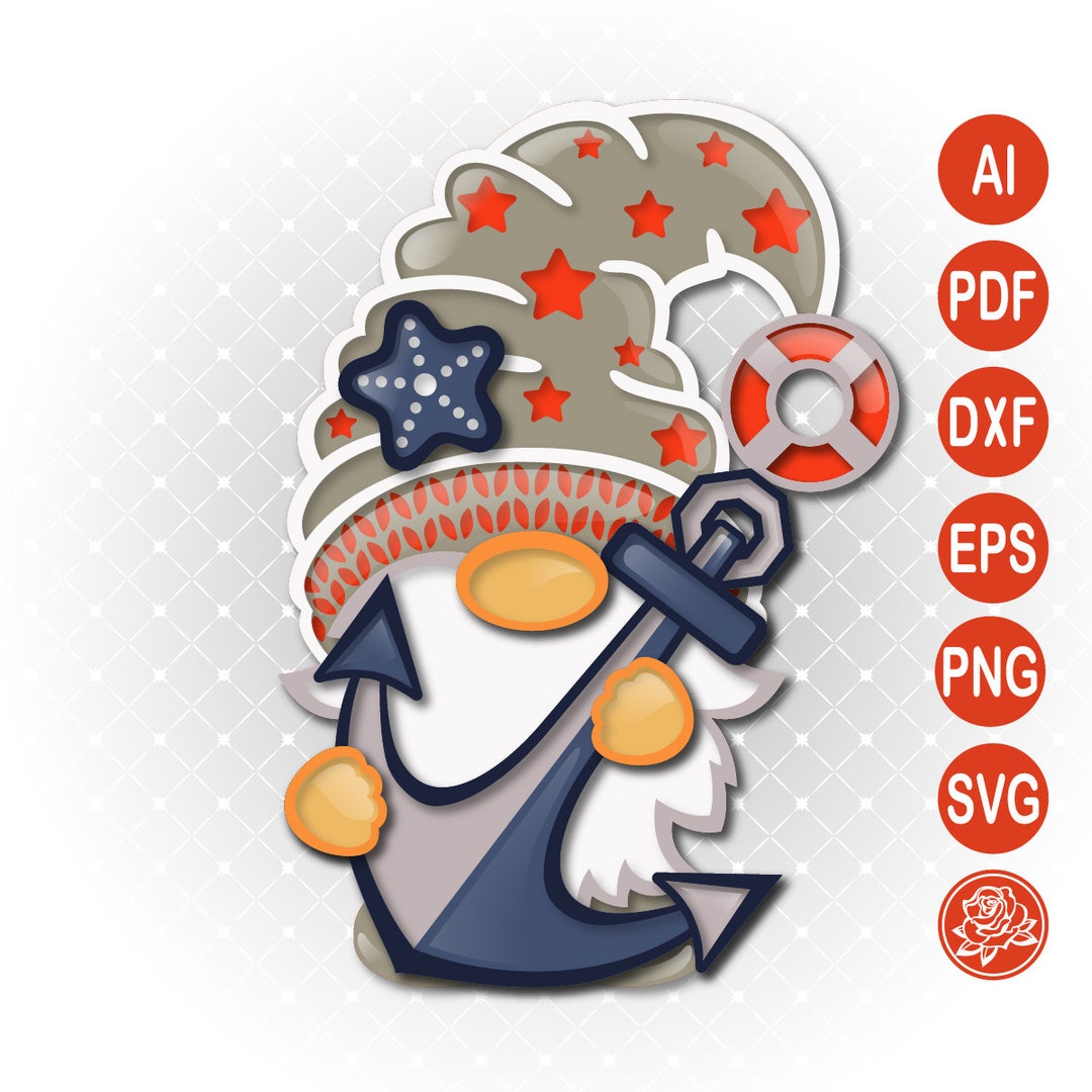 SVG Layered Gnome Sailor Cut Out - Etsy