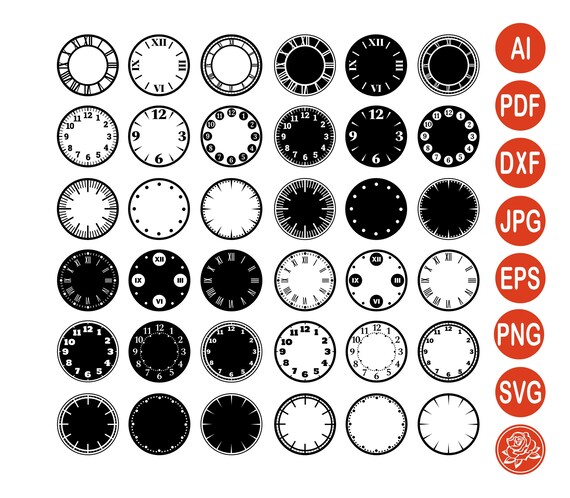 36 Clock Face Clipart SVG Numbers for Clock Face Cut File | Etsy UK