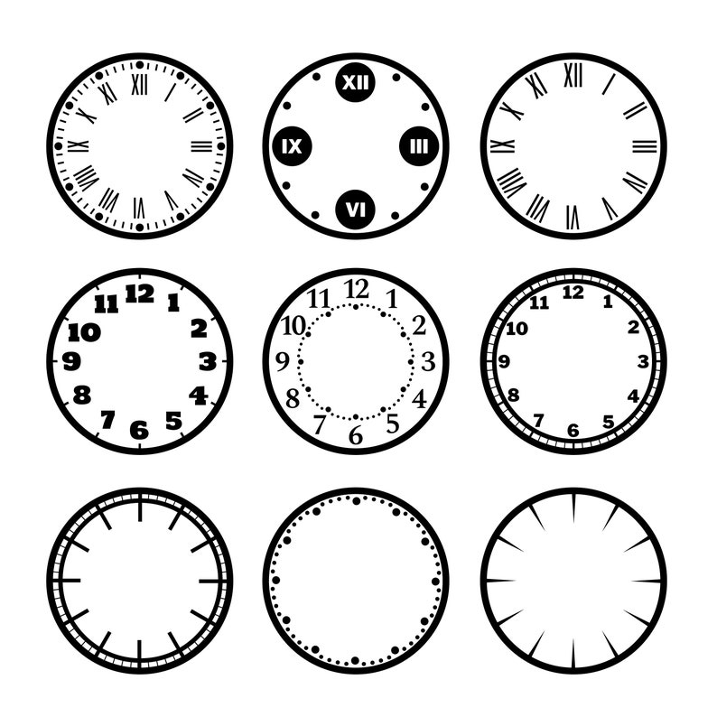 36 Clock Face Clipart SVG Numbers for Clock Face Cut File | Etsy Australia