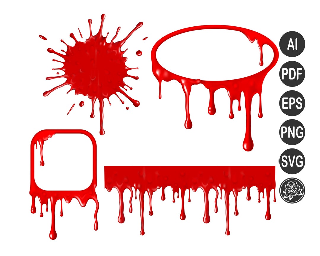 Dripping Blood Red Border and Frames for Decoration PNG, Paint Drip ...