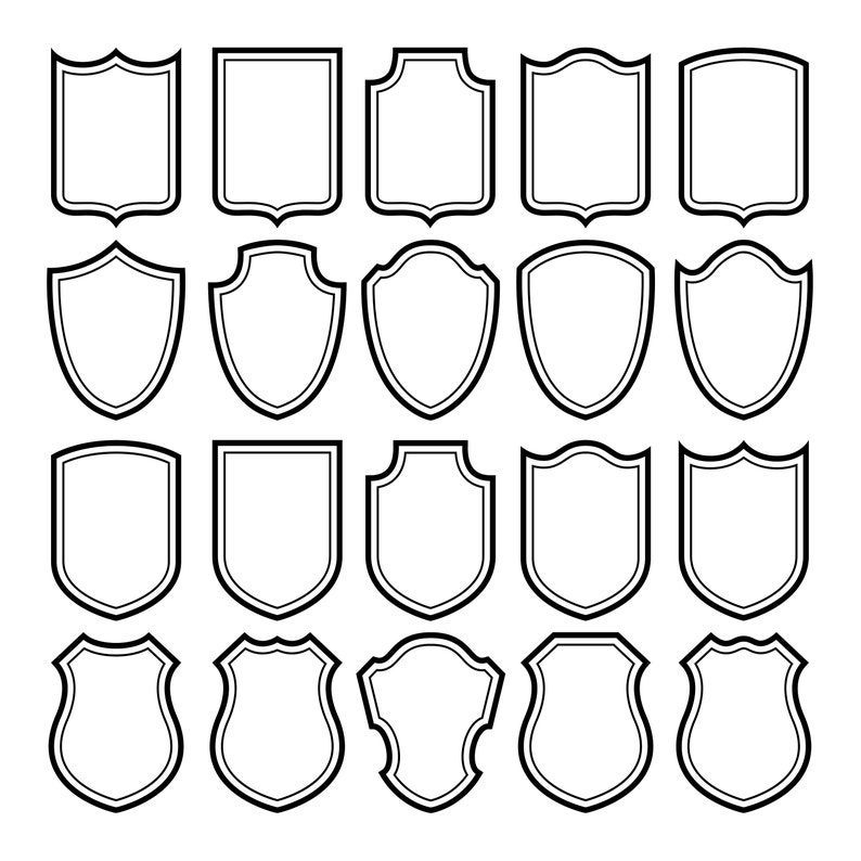 80 Shield Digital Cut Files SVG, Shield Banner DXF, Badge Silhouette ...