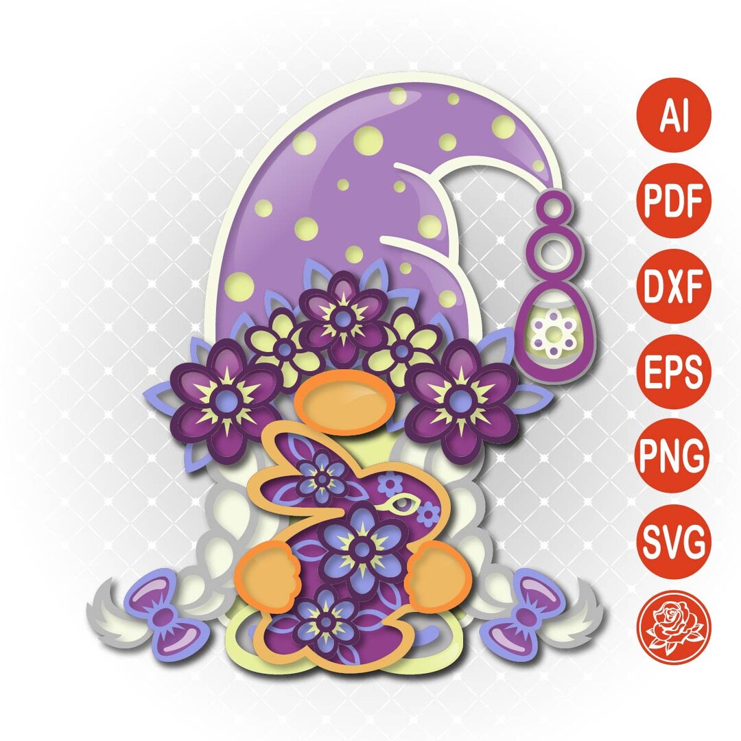 3D Easter Gnome Cut Out SVG - Etsy