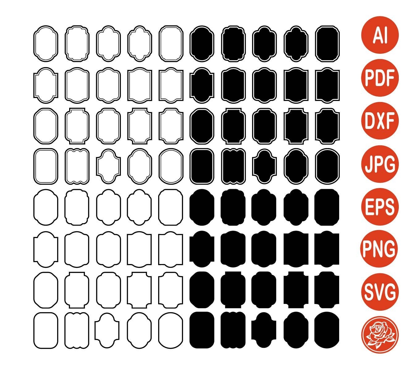 80 Classic Frames Frame SVG Frame DXF Frames PNG Files for - Etsy