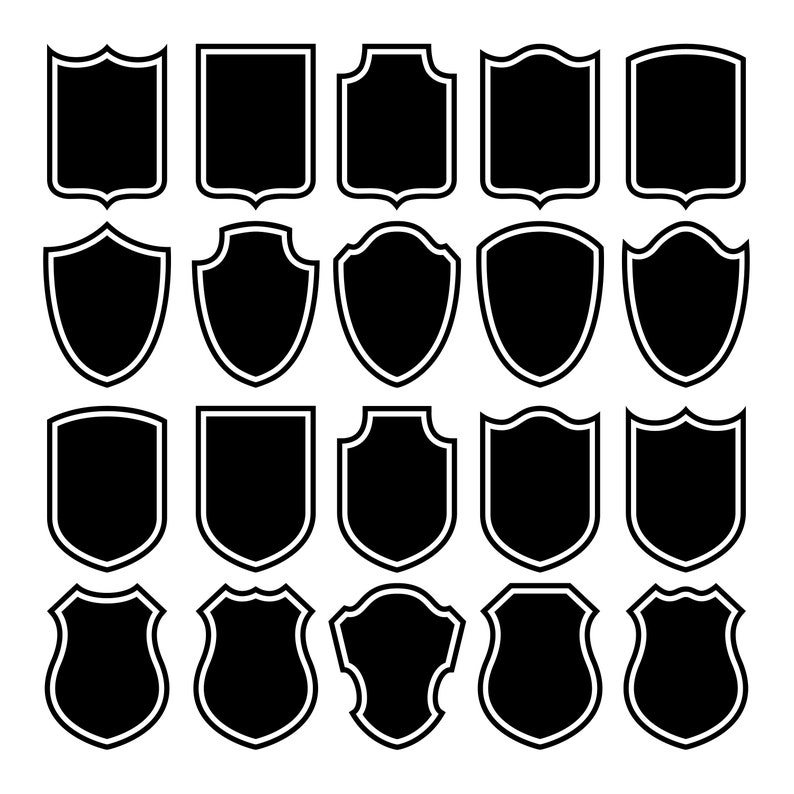 80 Shield Digital Cut Files SVG, Shield Banner DXF, Badge Silhouette ...