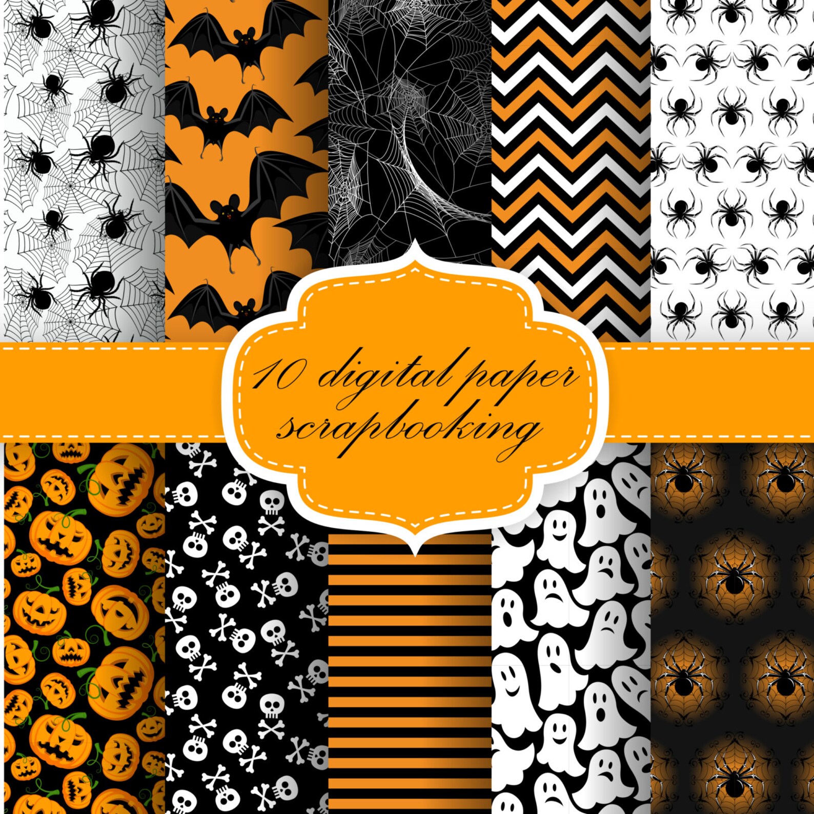 10 Digital Paper Halloween Digital Paper for Scrapbook | Etsy