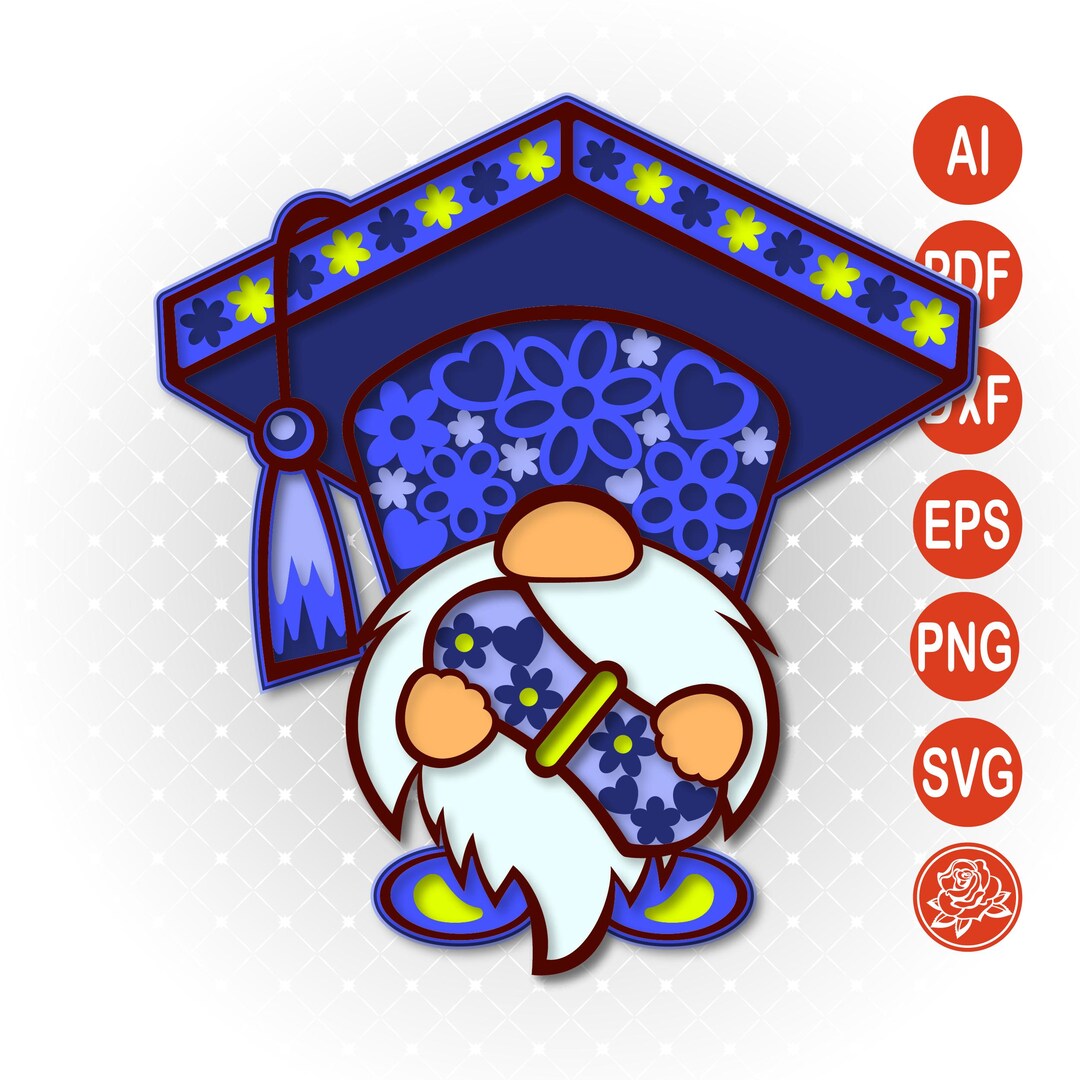 Graduation Gnome SVG Digital Cut File for DIY Graduation Gifts and ...