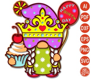 Happy Birthday SVG Files/ Birthday Svg/ Birthday Gnome Svg/ Christmas ...