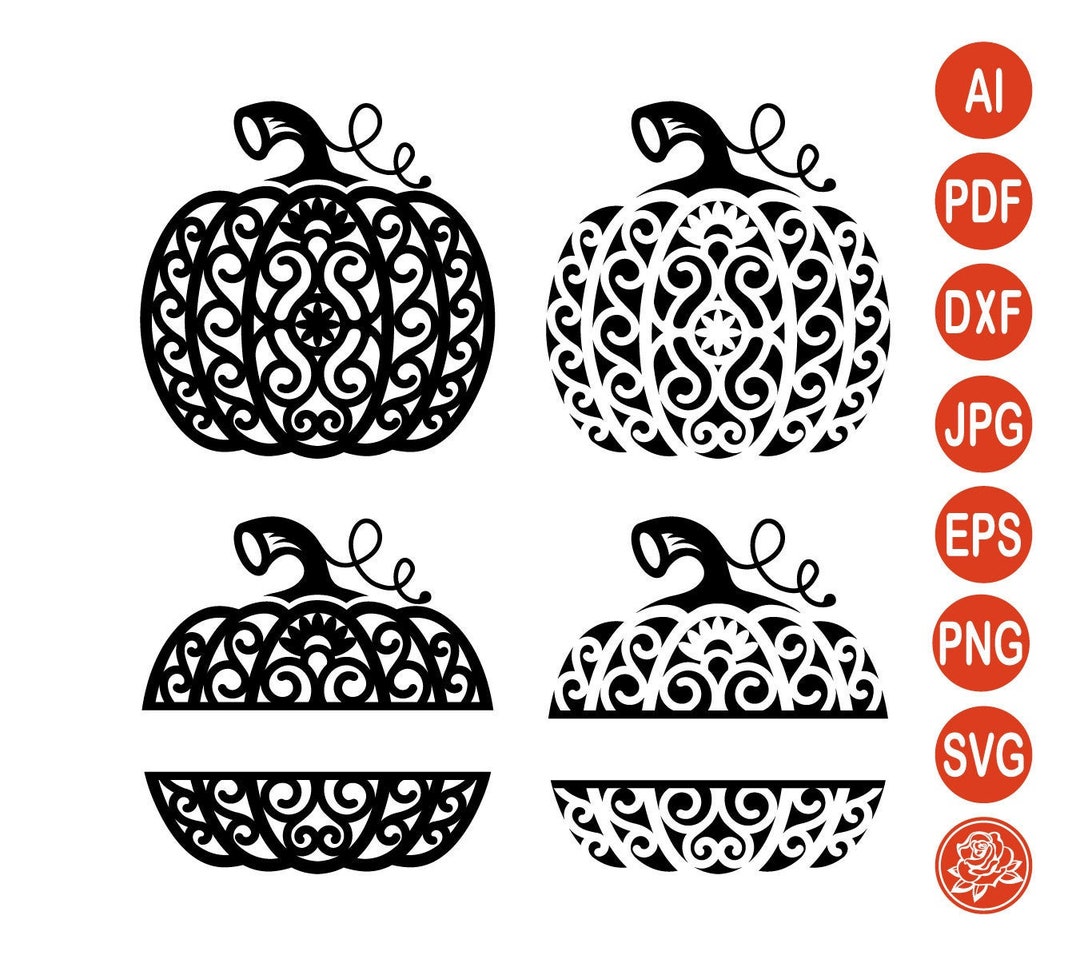 Halloween Pumpkin SVG Files, Lace Pumpkin DFX, Thanksgiving Paper ...