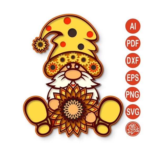 Gnome With Sunflower Svg - Etsy