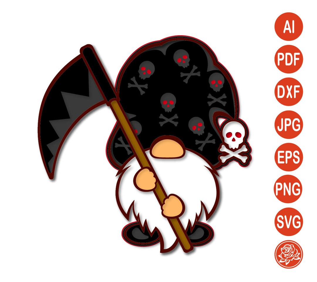 Layered Halloween Gnome Svg for Cricut Gnome in Death Suit - Etsy