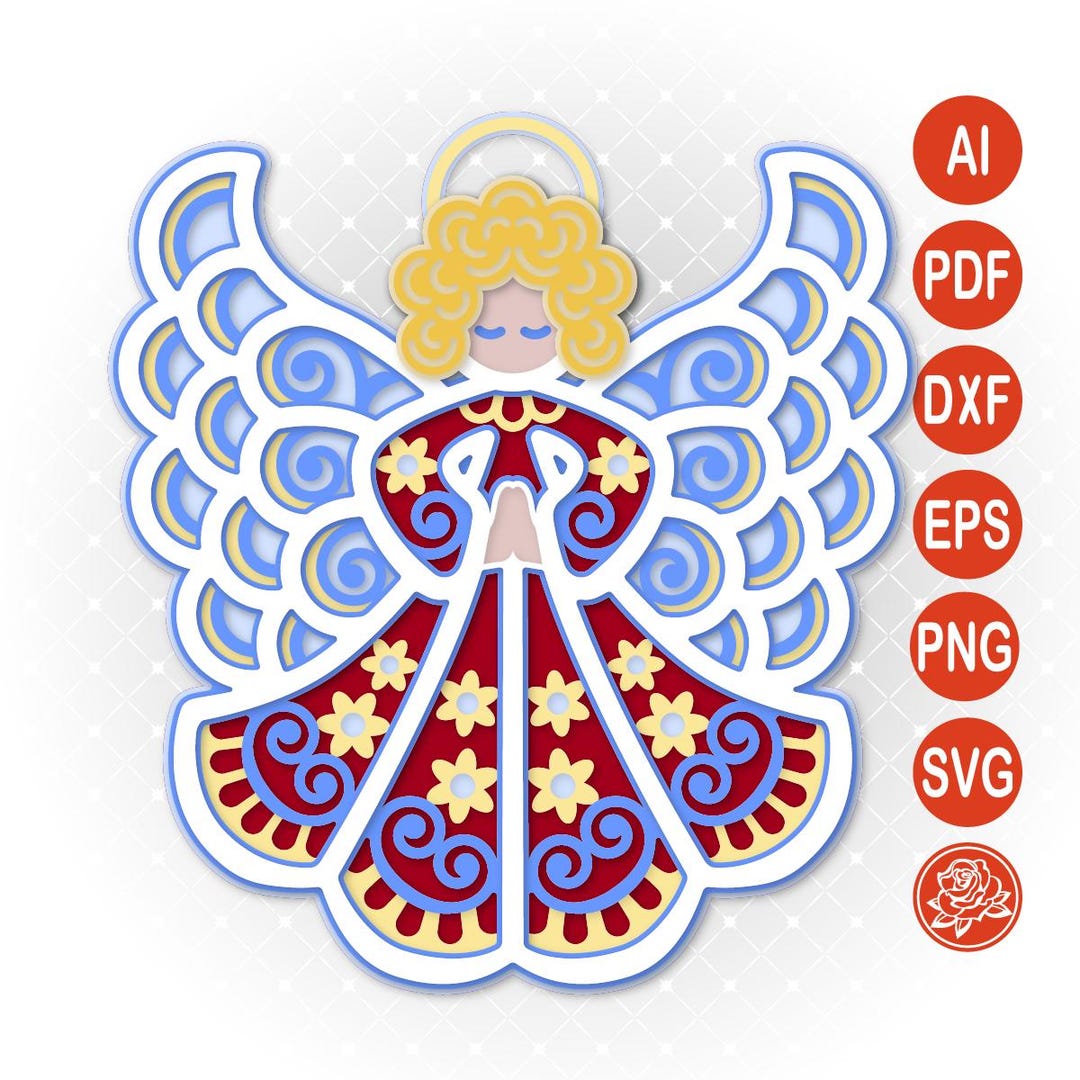 Layered Angel SVG File – Elegant Design for Christmas Crafts - Etsy