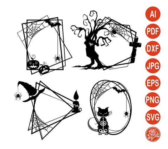 Halloween Goth Frame SVG. Halloween Monogram Frame DXF - Etsy