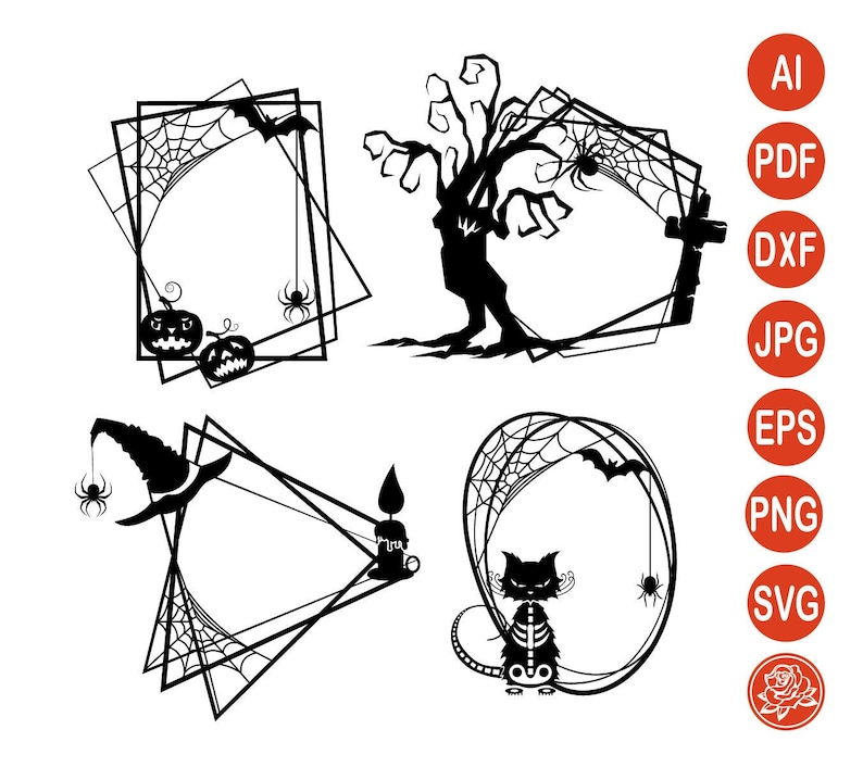 Halloween Goth Frame SVG. Halloween Monogram Frame DXF - Etsy