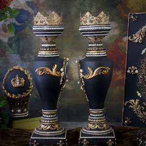 French Decor Louis XIV Handmade Large Decorative Jeweled Crowned Candle ...