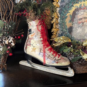 Handmade Snowman Ice Skate, Vintage Christmas Decor - Etsy