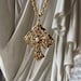 Designer Baroque Cross and Long Rope Necklace, Gold Tone With Pearls ...