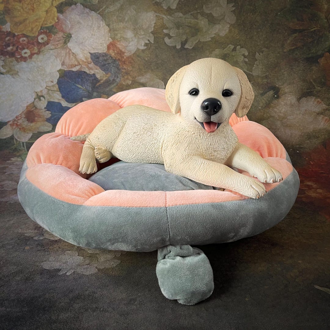 Golden Retriever Puppy With Bed, Silicone Latex Made, Rare and ...