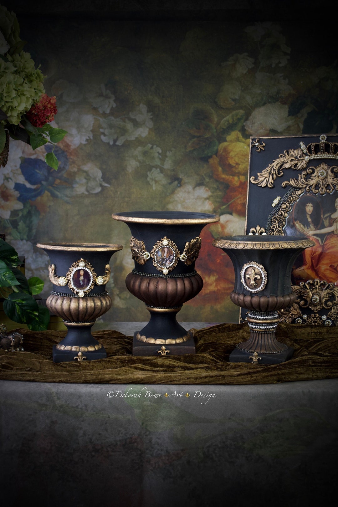Versailles Decor Louis XIV Handmade Decorative Jeweled Urns Planters ...