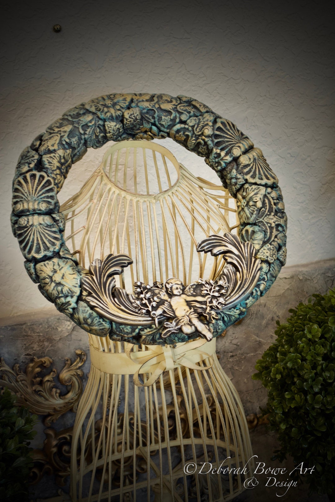 Baroque Cherub Wreath Hand Sculpted Decorative Wreath French Chateau ...